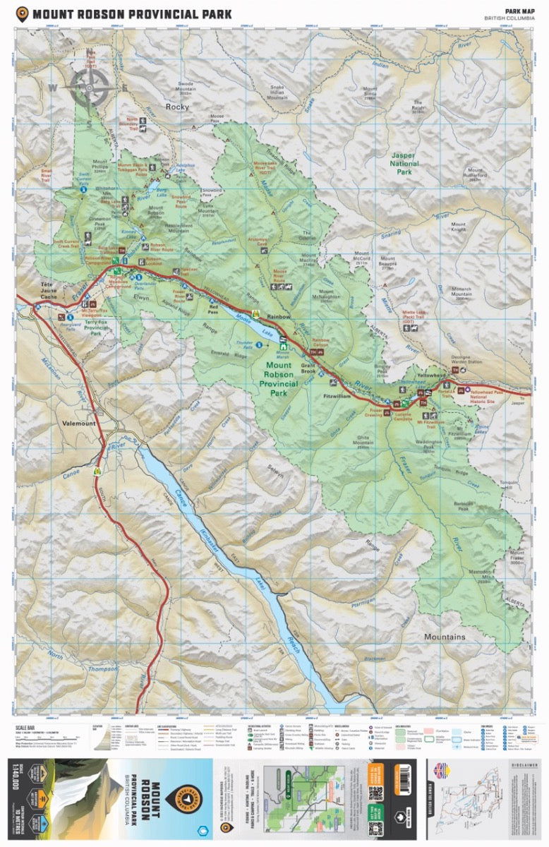Mount Robson Provincial Map BC - Park Map – Buy Online | Premium ...